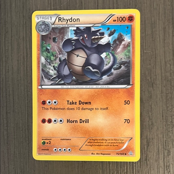 Pokemon | Toys | Pokemon Rhydon Card Vibrant Orange And Gray | Poshmark